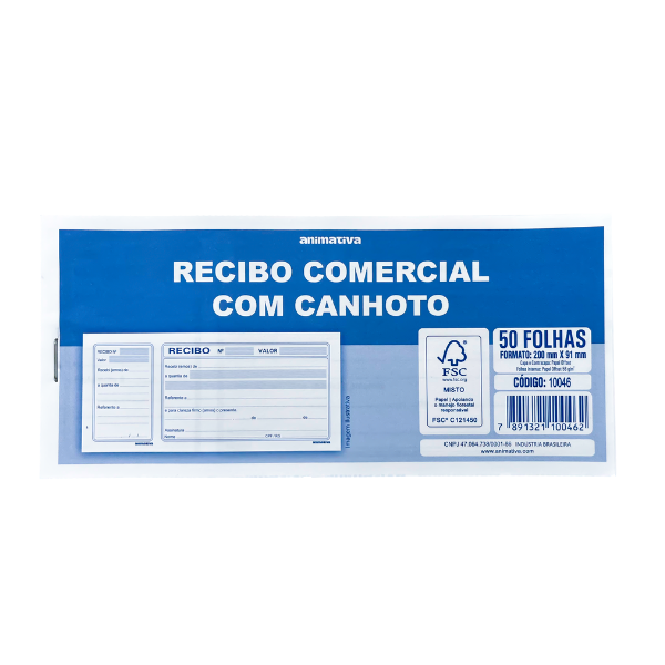 BLOCO DE RECIBO COMERCIAL C/ CANHOTO REF.10046 50 FOLHAS - Delapel